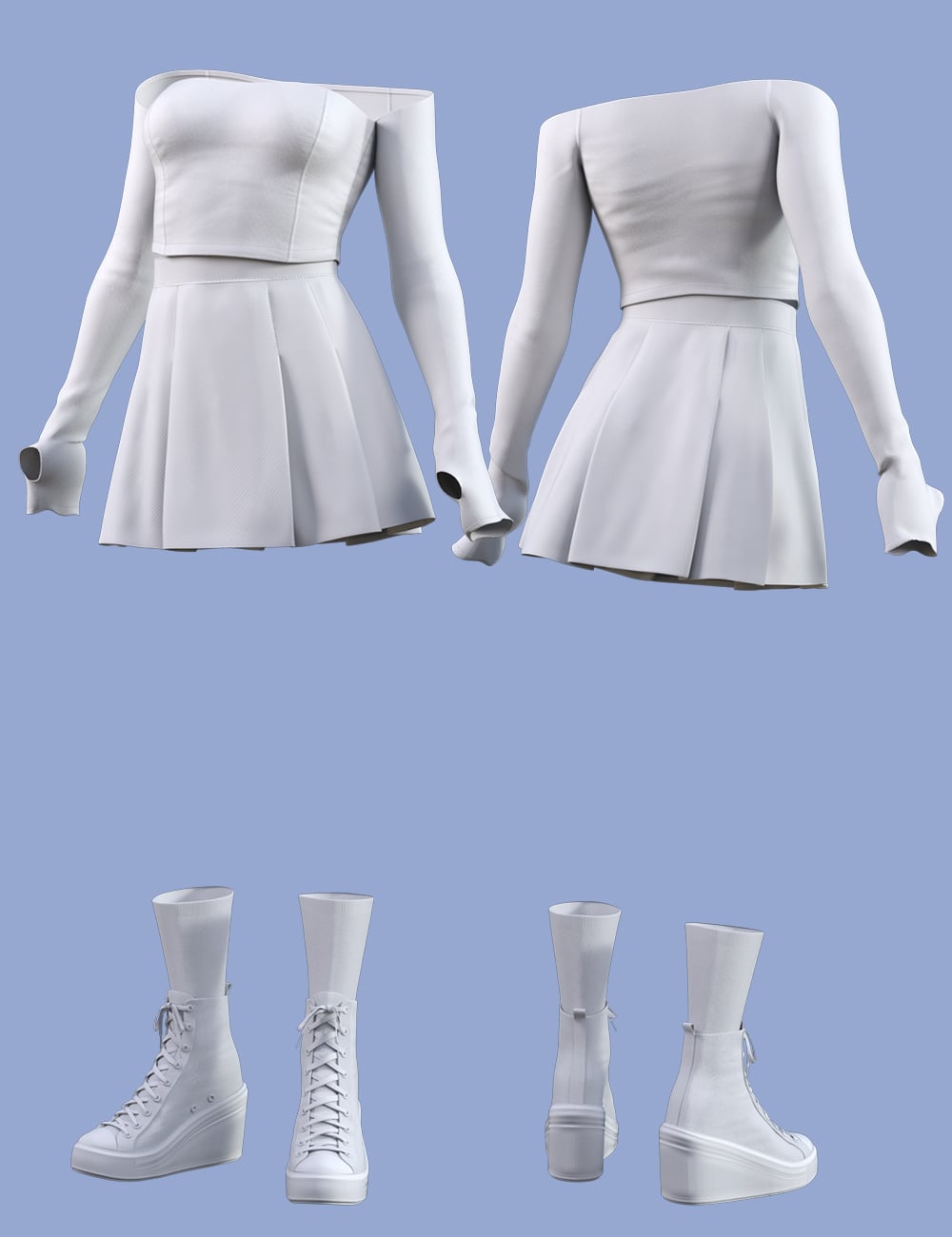 dForce HnC24 Off Shoulder Outfits for Genesis 9 | Daz 3D