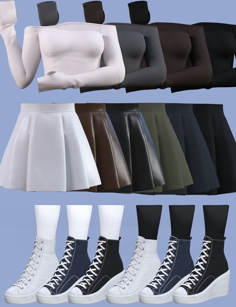 dForce HnC24 Off Shoulder Outfits for Genesis 9 | Daz 3D