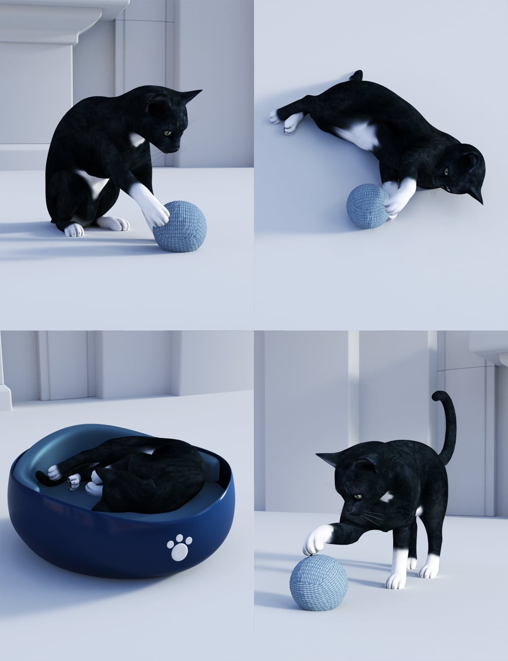 Best Cat Poses n Props for DAZ House Cat | Daz 3D