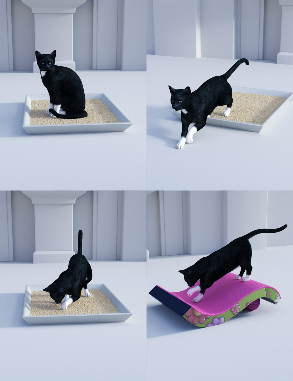 Best Cat Poses n Props for DAZ House Cat | Daz 3D