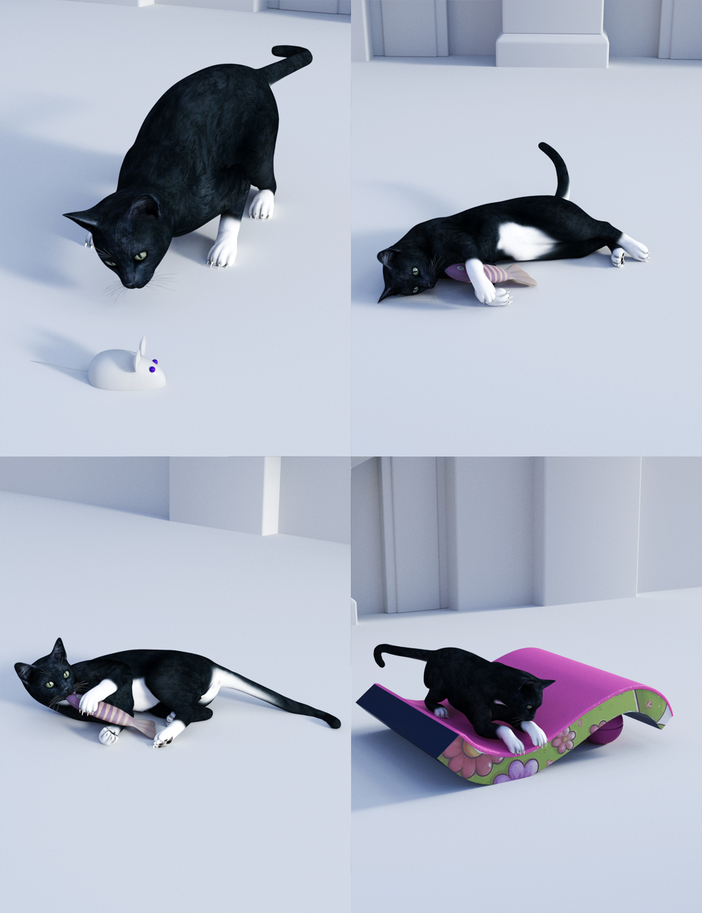 Best Cat Poses n Props for DAZ House Cat | Daz 3D