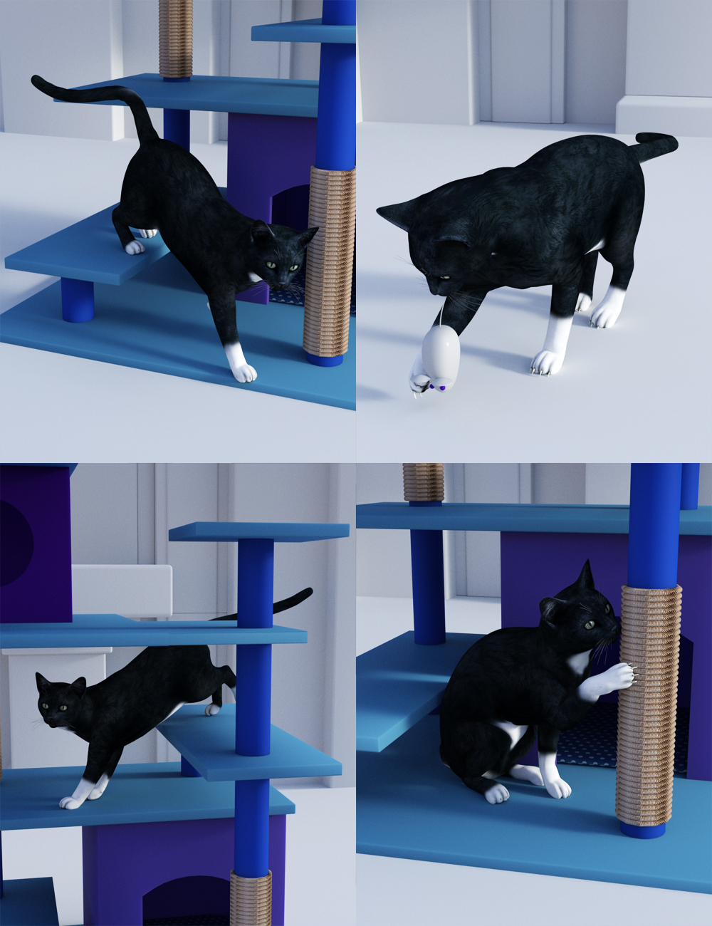 Best Cat Poses n Props for DAZ House Cat | Daz 3D