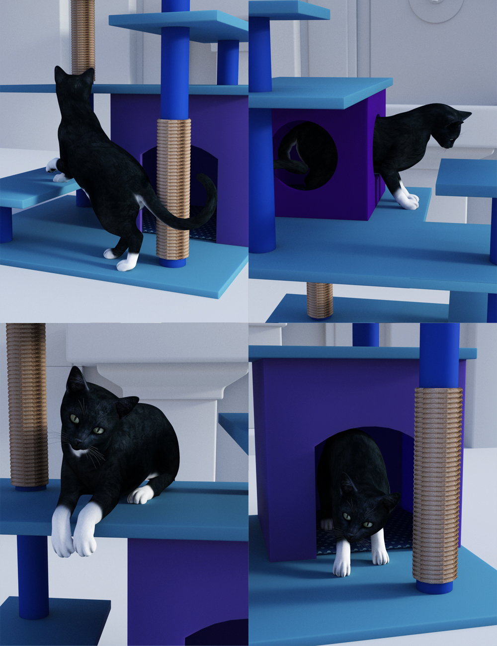 Best Cat Poses n Props for DAZ House Cat | Daz 3D
