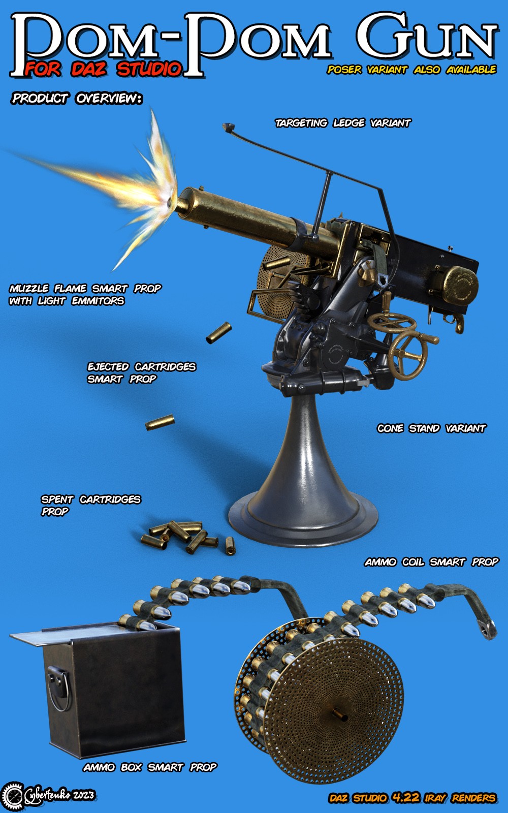 Pom-Pom Gun for Daz | Daz 3D