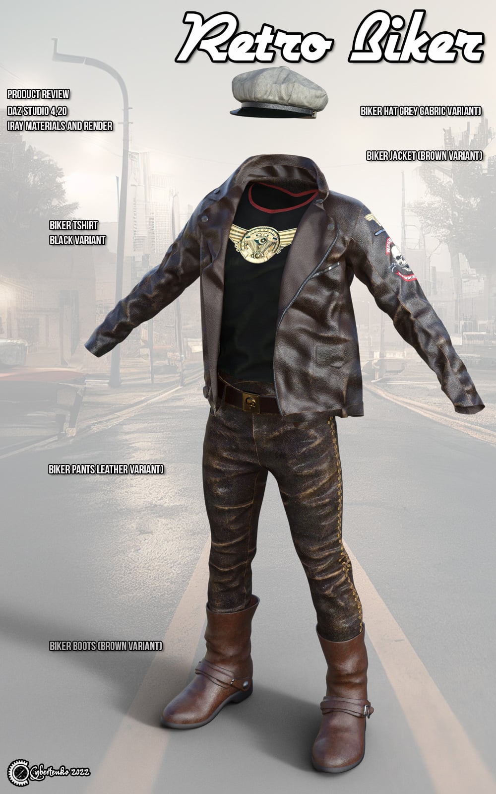 Retro Biker for G8M | Daz 3D