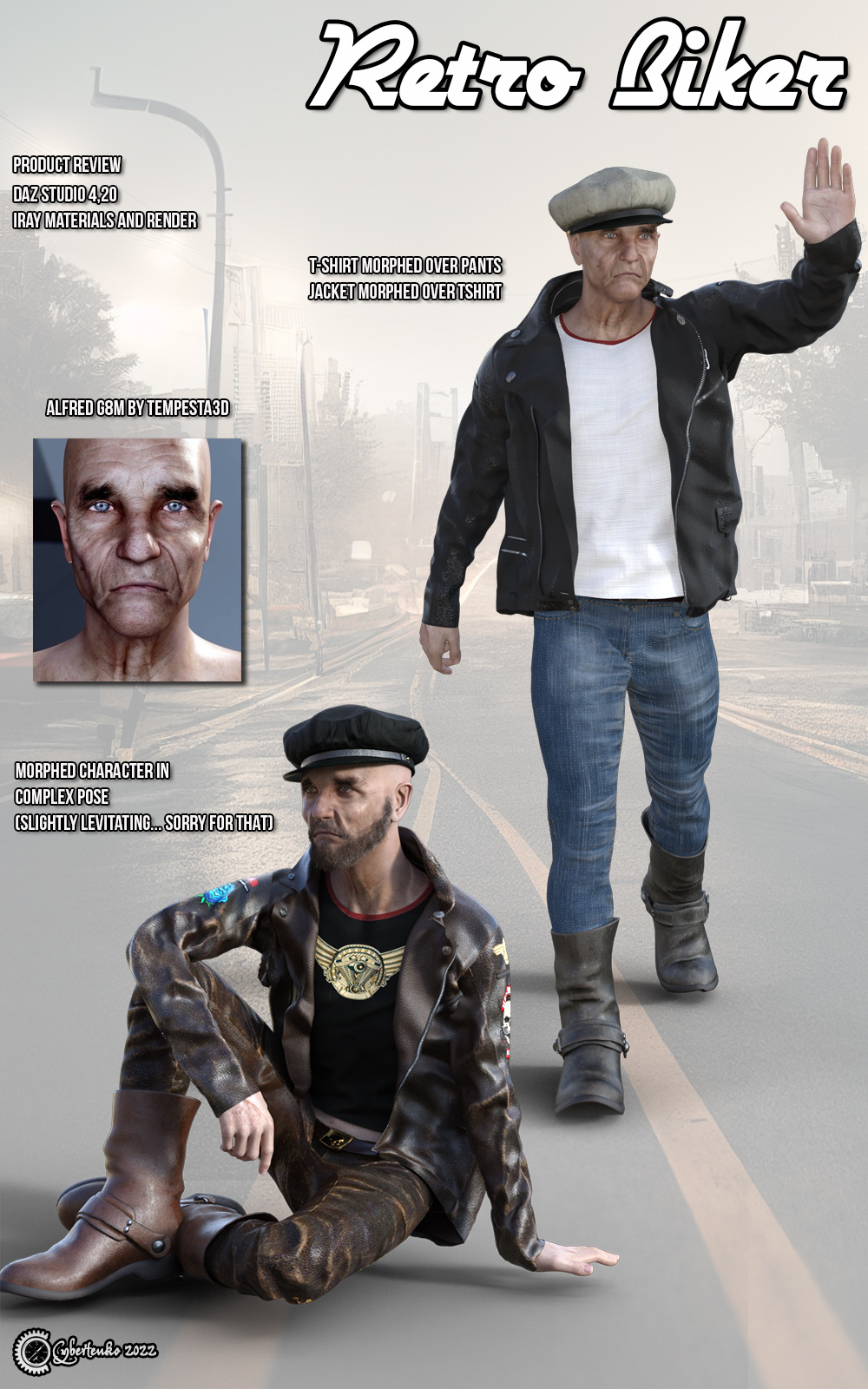 Retro Biker for G8M | Daz 3D