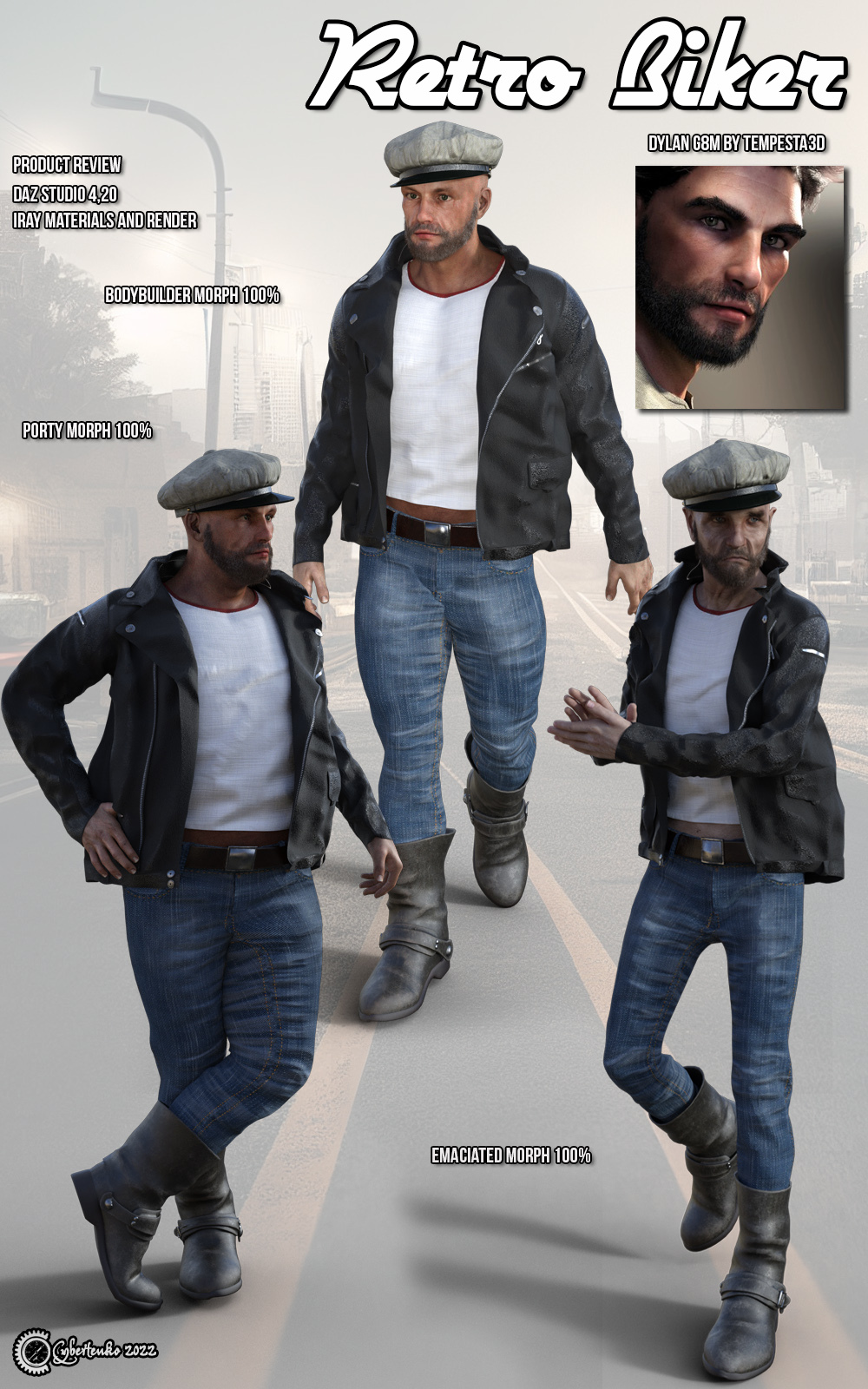 Retro Biker for G8M | Daz 3D