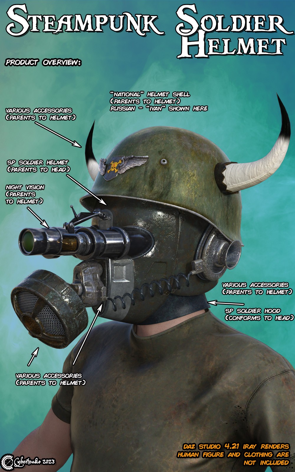Steampunk Soldier Helmet for G8M | Daz 3D