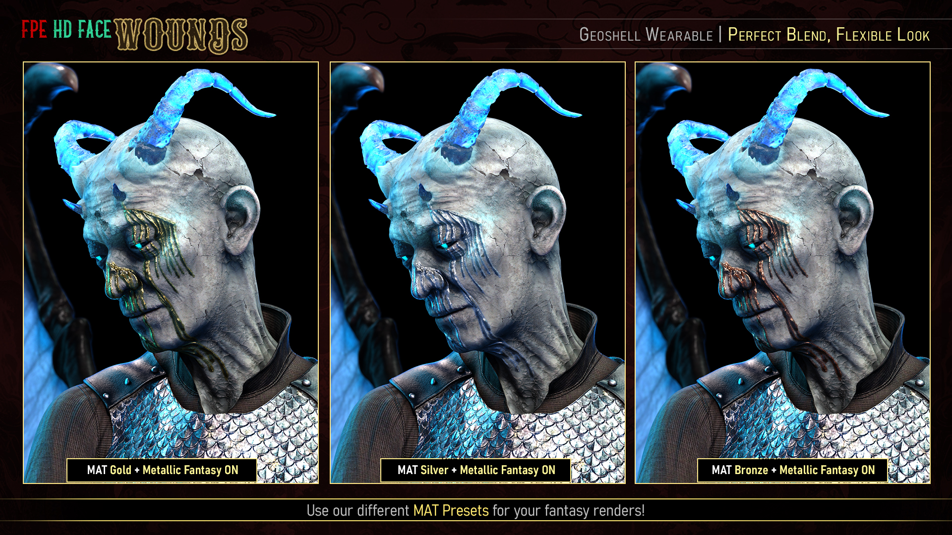 FPE HD Face Wounds for Genesis 9 | Daz 3D