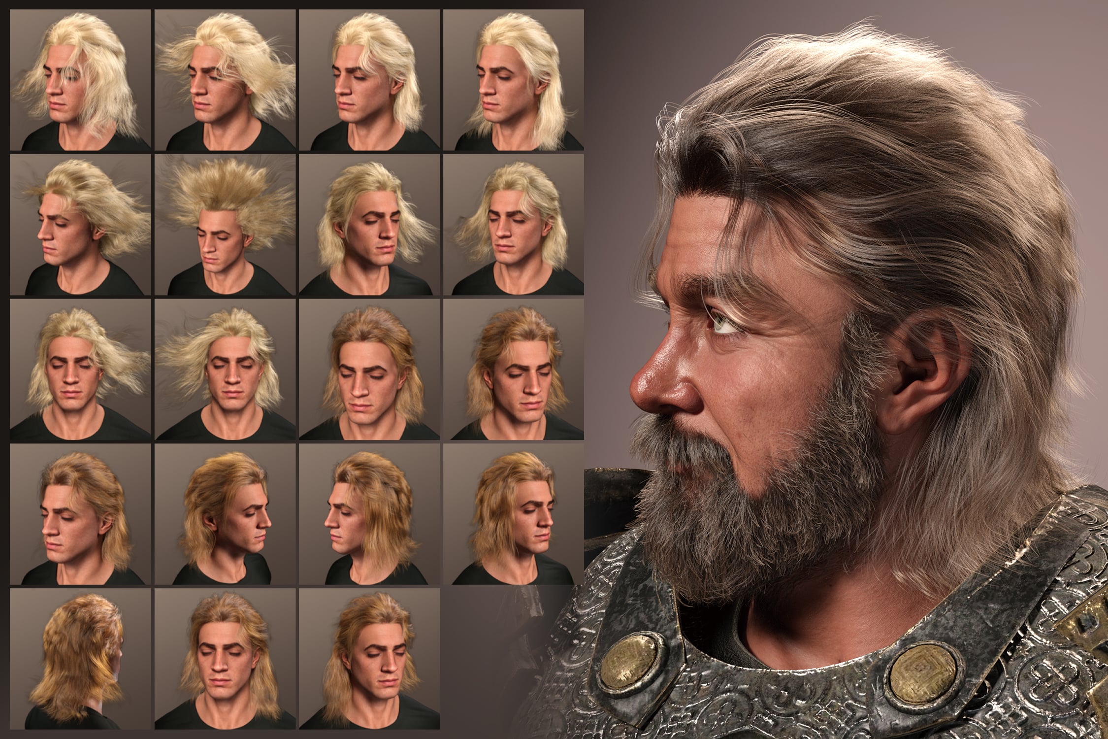 dForce FE Layered Pompadour Hair for Genesis 9 | Daz 3D