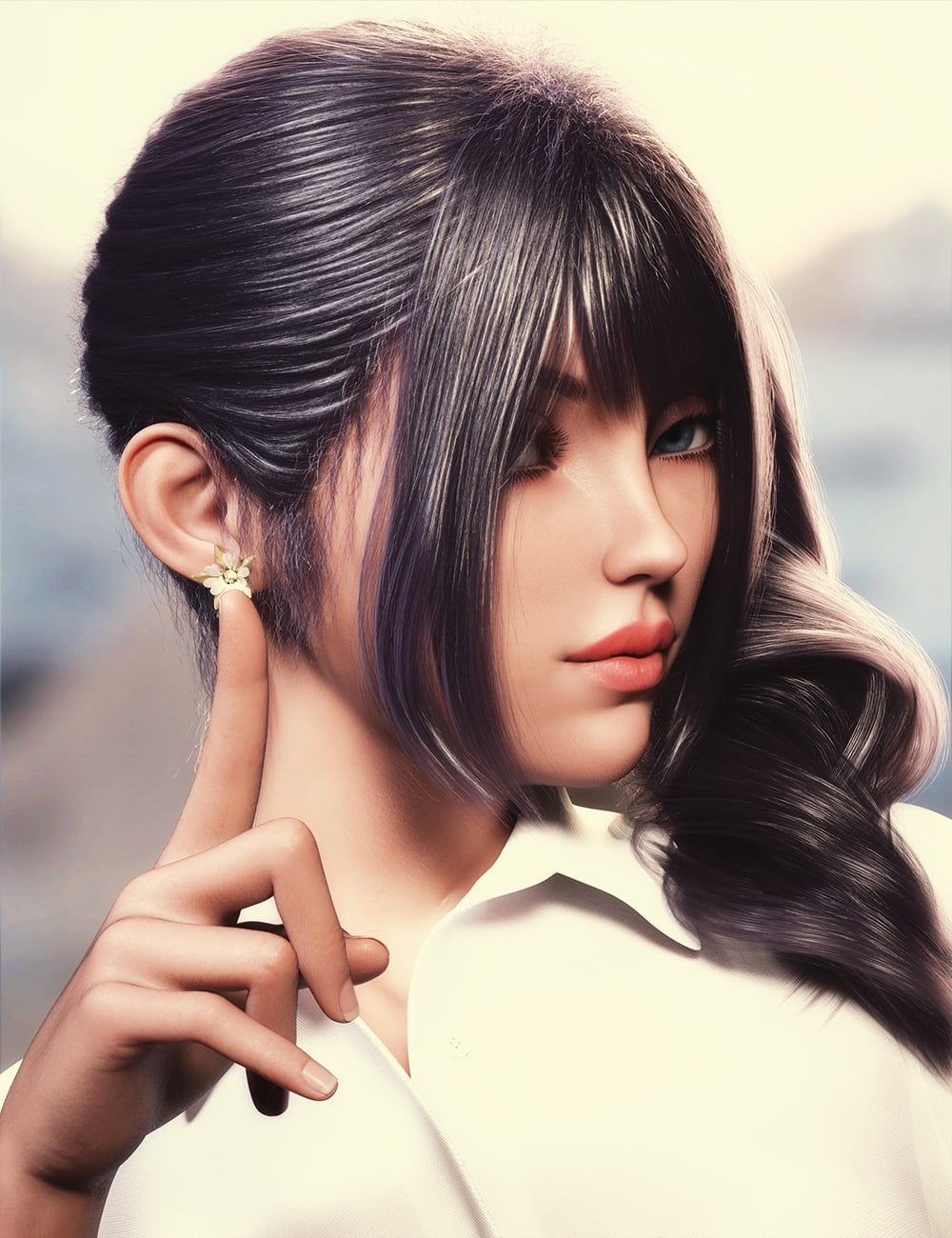dForce Nirv Y2K Side Ponytail Hairstyle for Genesis 9 and 8 Female | Daz 3D