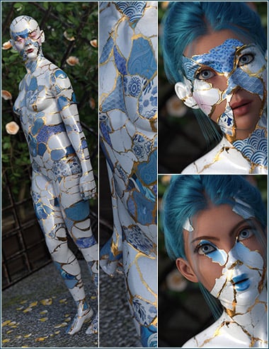 Kintsugi Inspired Skin Builder for Genesis 9 | Daz 3D