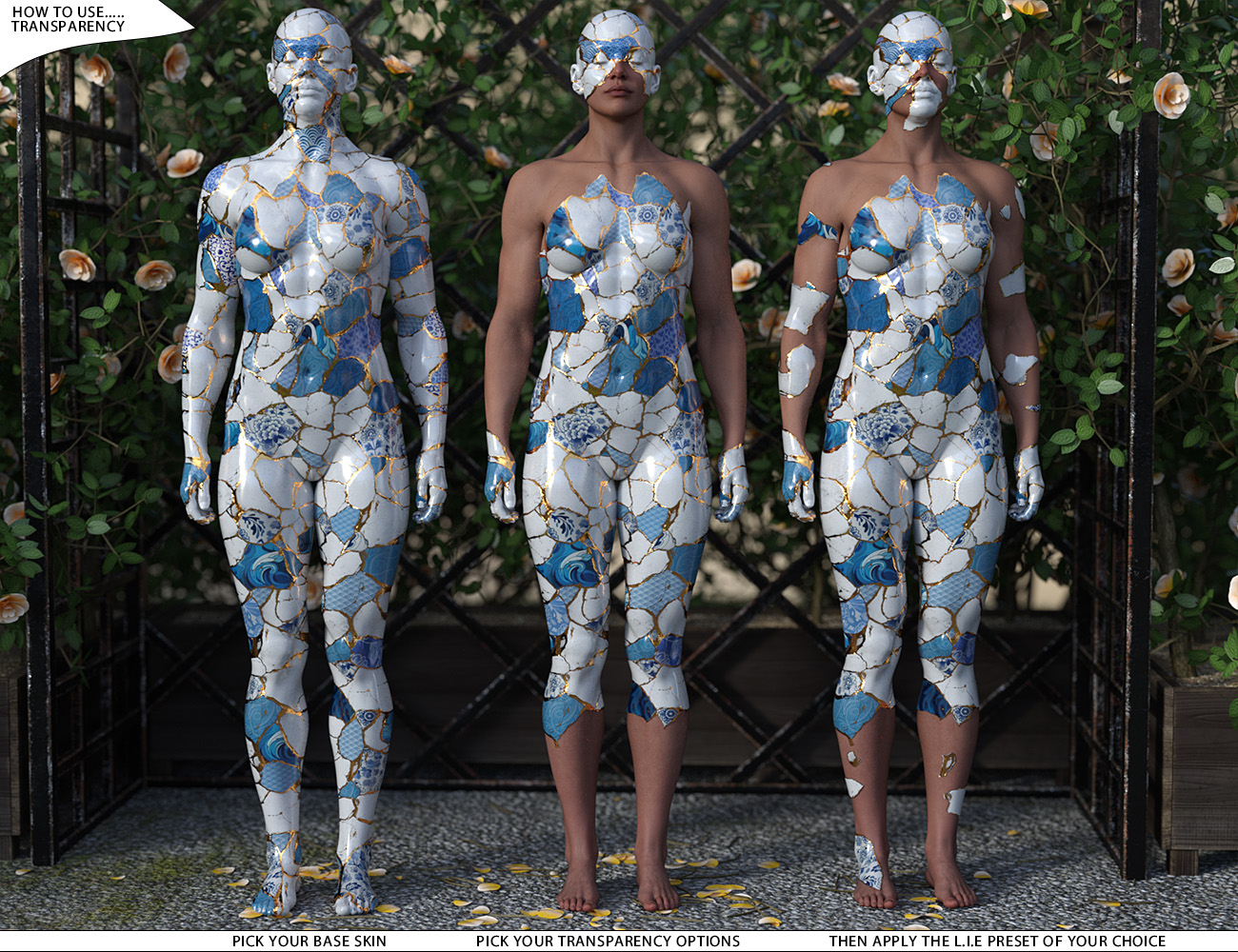 Kintsugi Inspired Skin Builder for Genesis 9 | Daz 3D