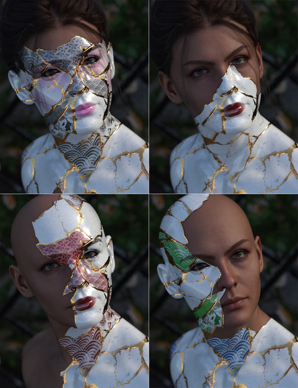 Kintsugi Inspired Skin Builder for Genesis 9 | Daz 3D