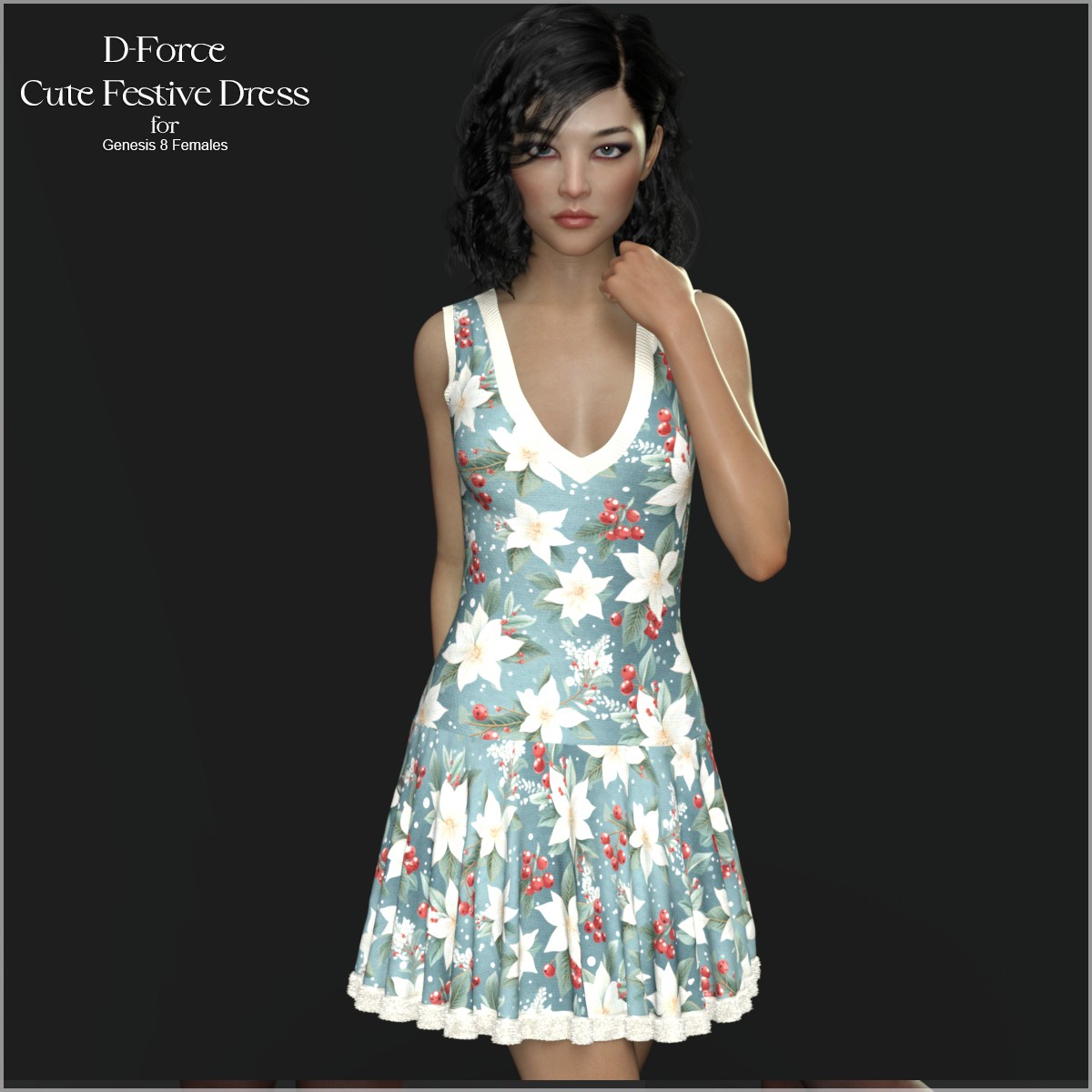 D-Force Cute Festive Dress for G8F and G8.1F | Daz 3D
