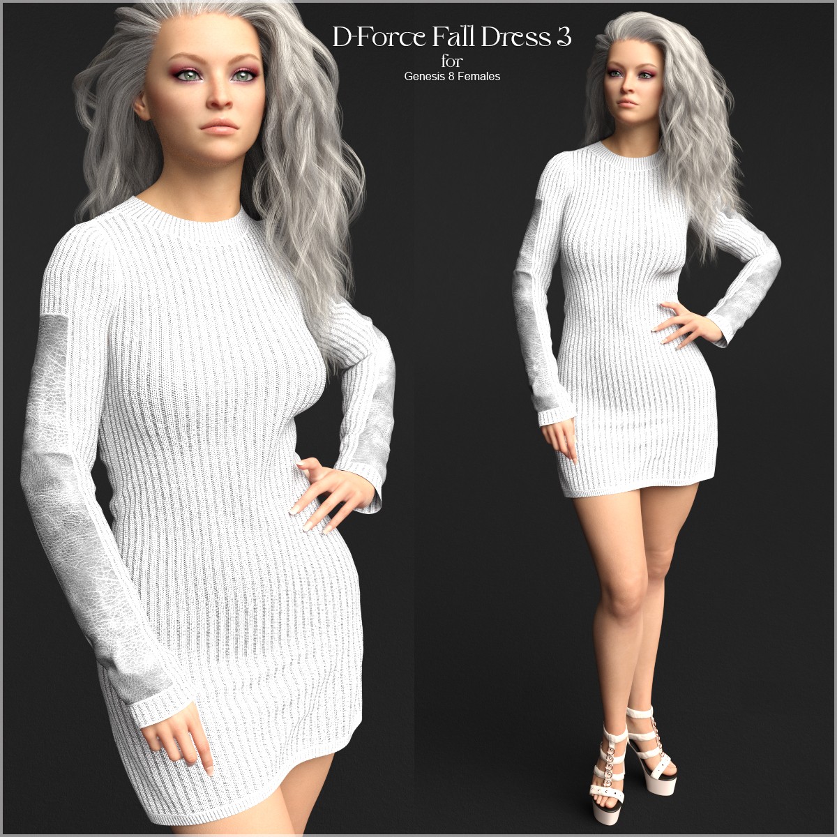 D-Force Fall Dress 3 for G8F and G8.1F | Daz 3D