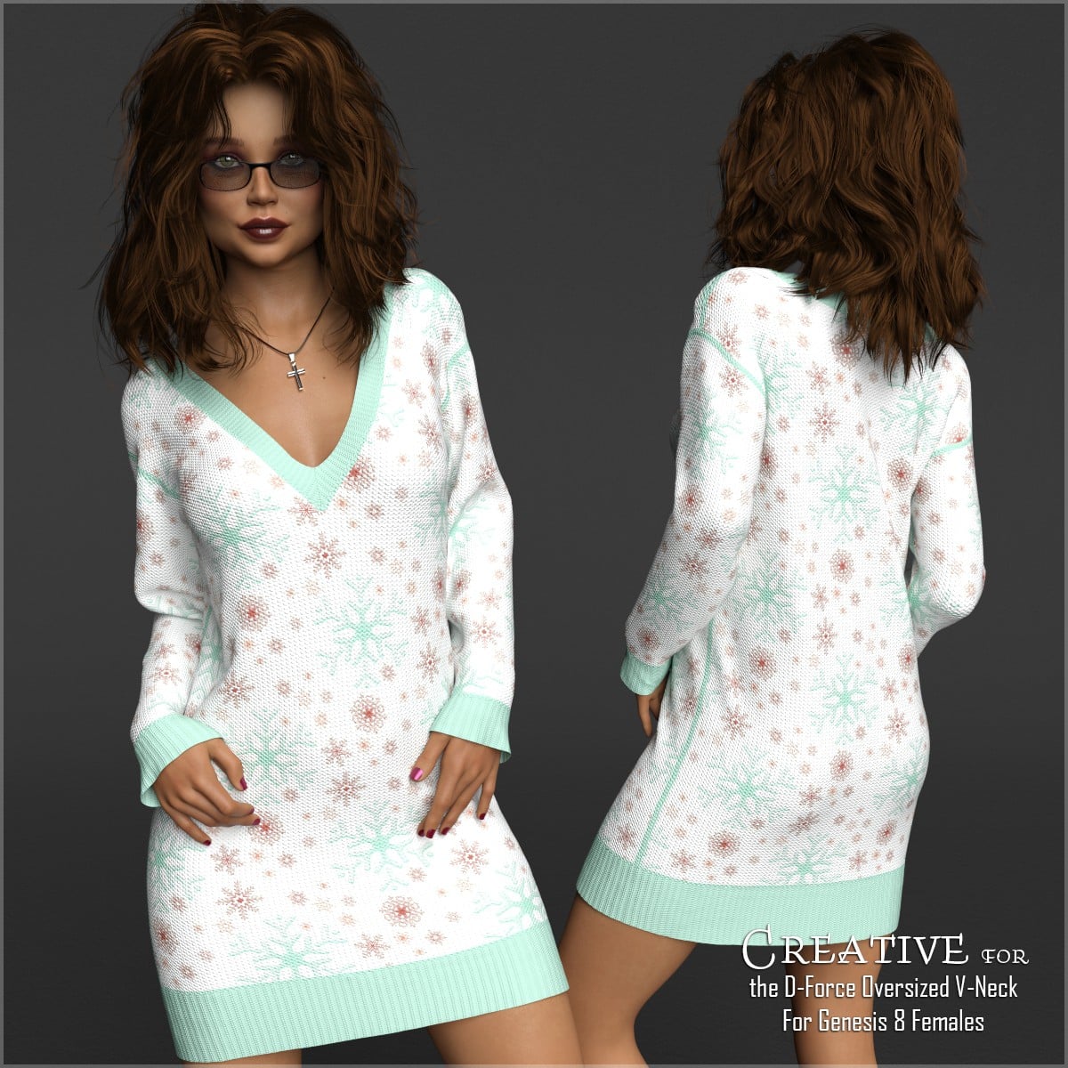 Creative for D-Force Oversized V-Neck | Daz 3D