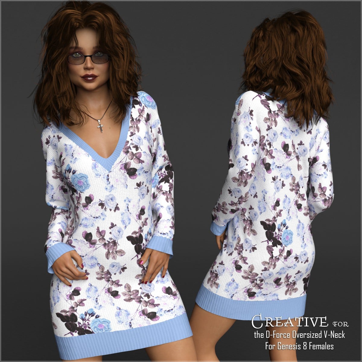 Creative for D-Force Oversized V-Neck | Daz 3D
