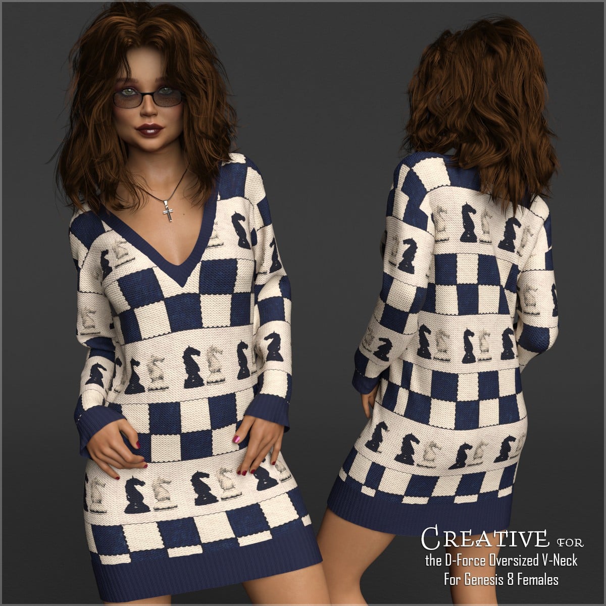 Creative for D-Force Oversized V-Neck | Daz 3D