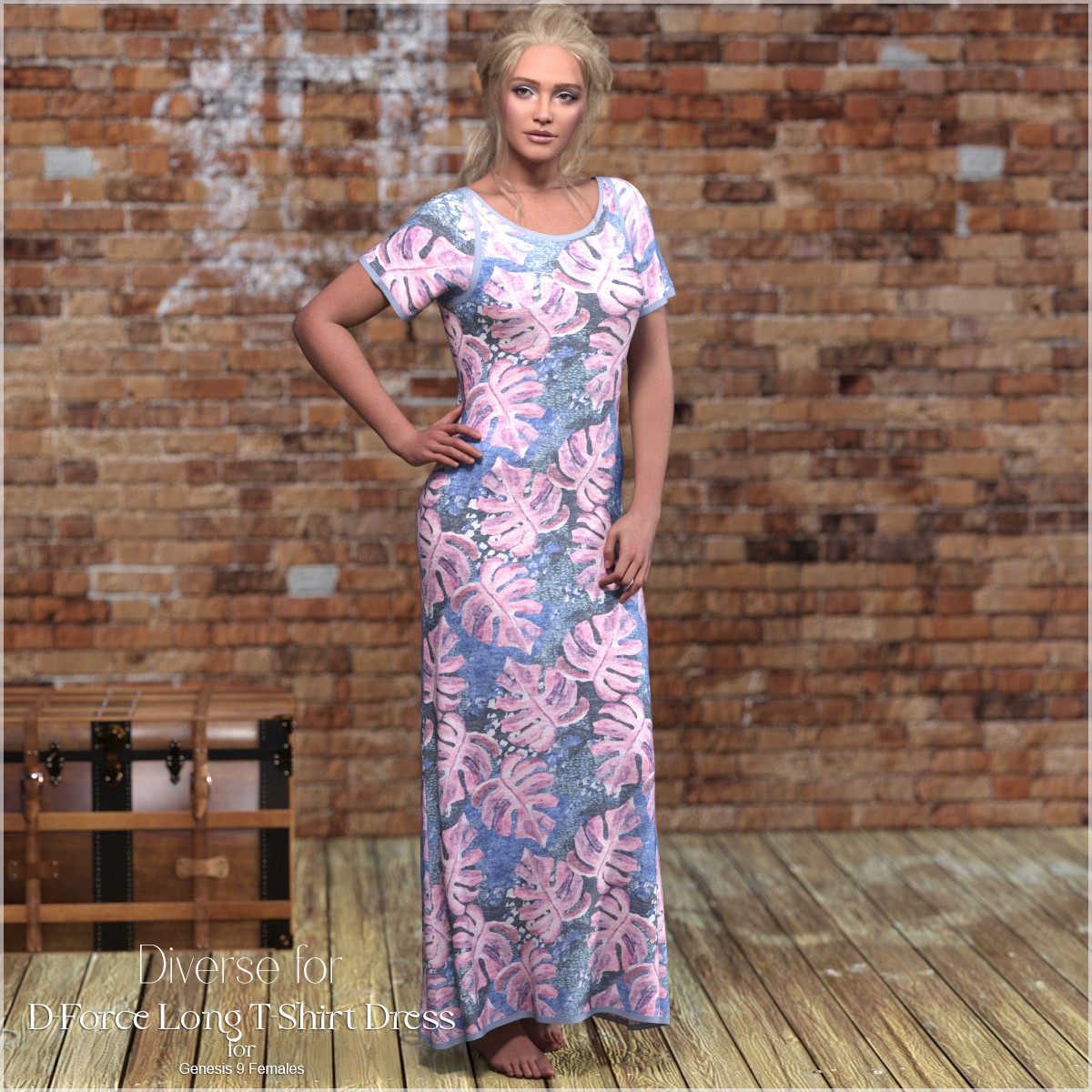 Diverse for D-Force Long Tshirt Dress | Daz 3D