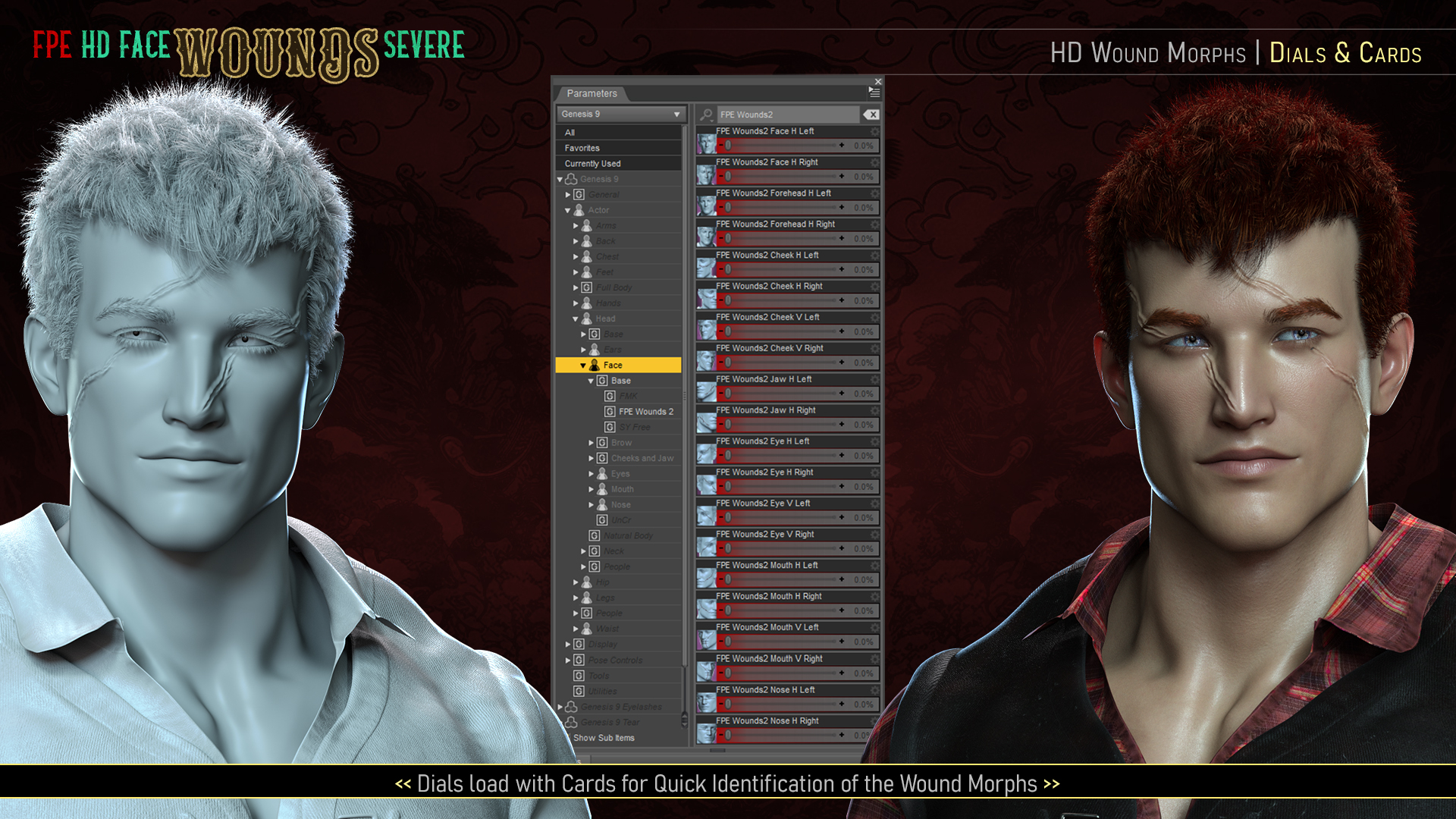 FPE HD Face Wounds Severe for Genesis 9 | Daz 3D