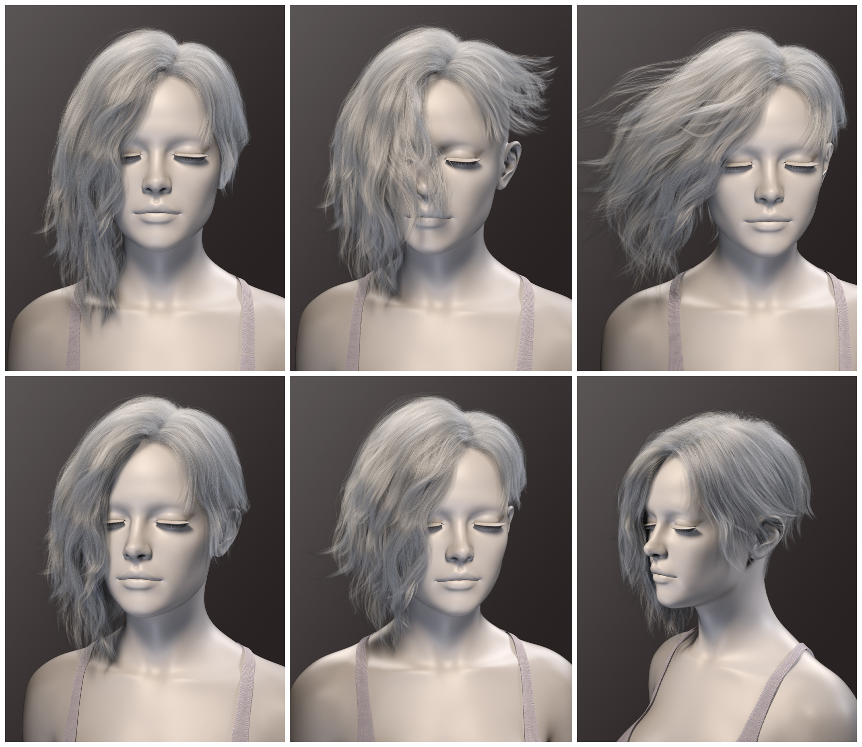 FE Side Bangs Short Hair for Genesis 9 | Daz 3D