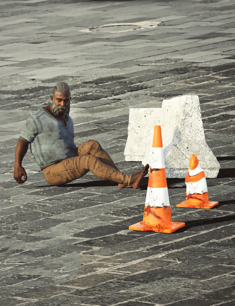 GNBD Homeless Road Essentials Props & Poses for Genesis 9 Base | Daz 3D