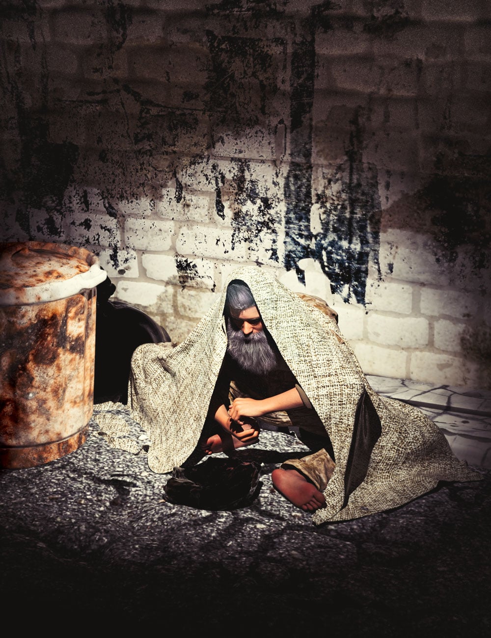 GNBD Homeless Road Essentials Props & Poses for Genesis 9 Base | Daz 3D