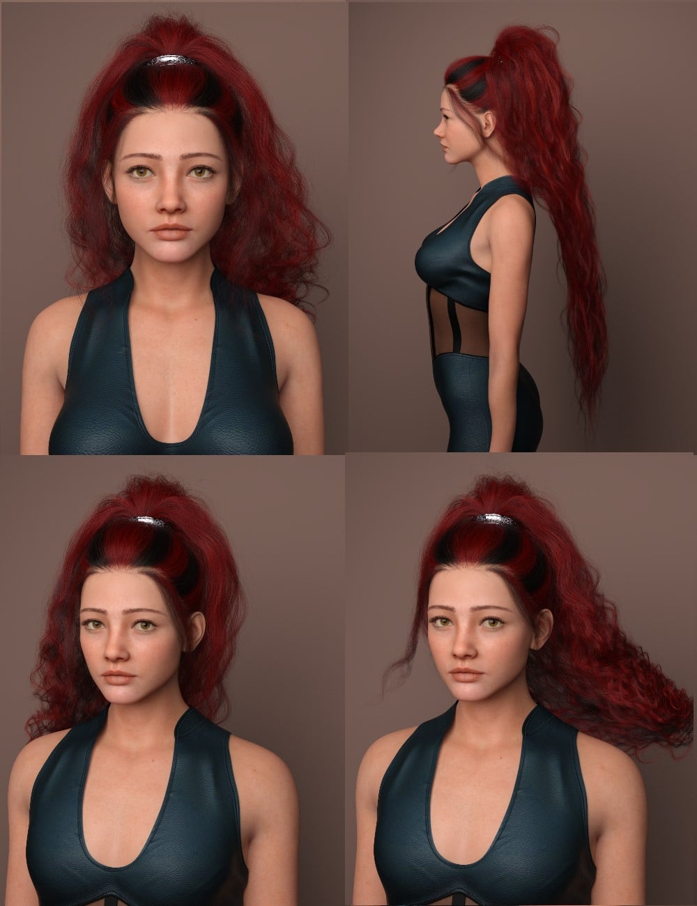 Quick-Click-Turbulent Warrior Style Ponytail | Daz 3D