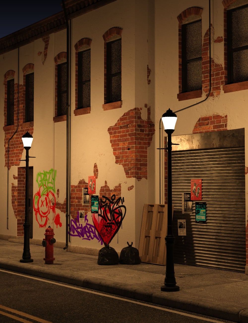 Graffiti Street Scene | Daz 3D