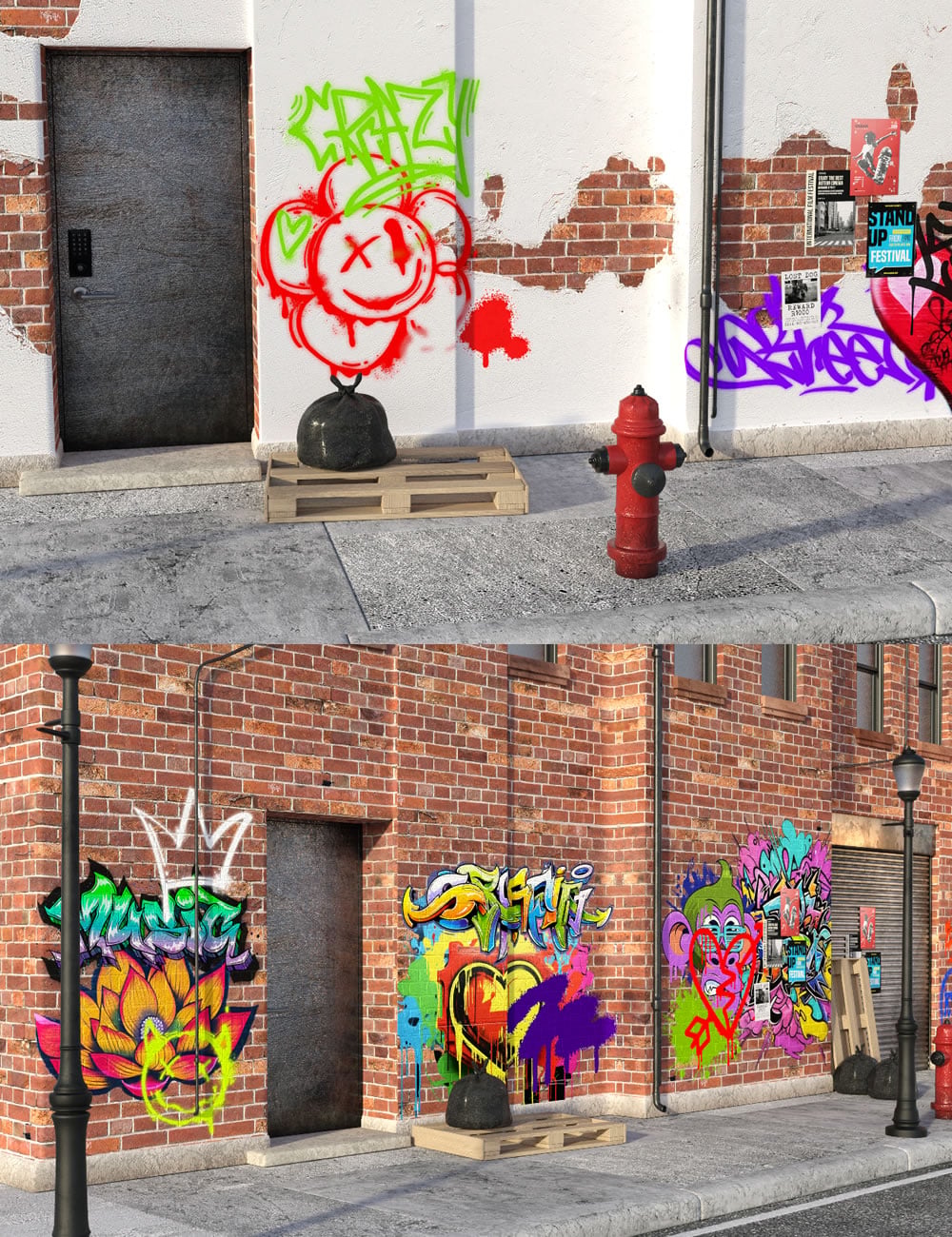 Graffiti Street Scene | Daz 3D