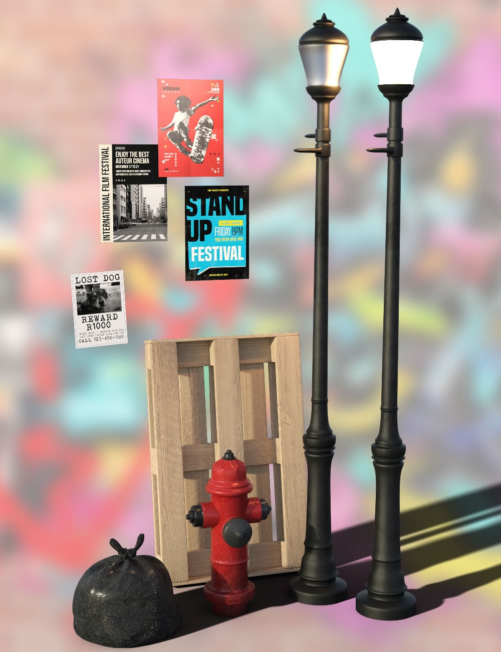 Graffiti Street Scene | Daz 3D