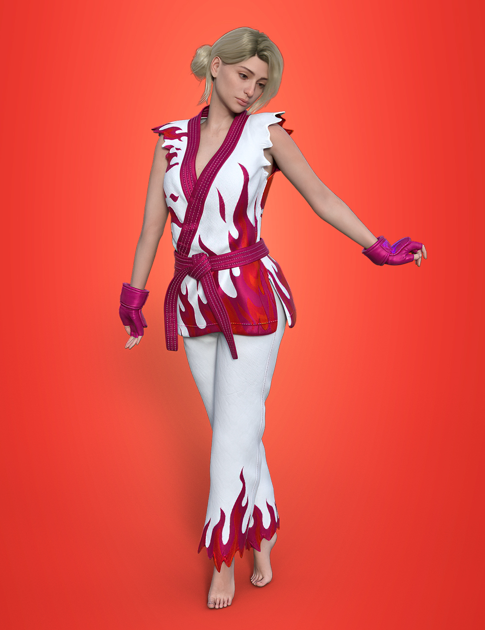 dForce Fiery Judo Outfit for Genesis 9 | Daz 3D