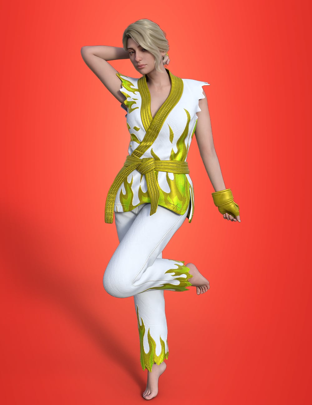 dForce Fiery Judo Outfit for Genesis 9 | Daz 3D