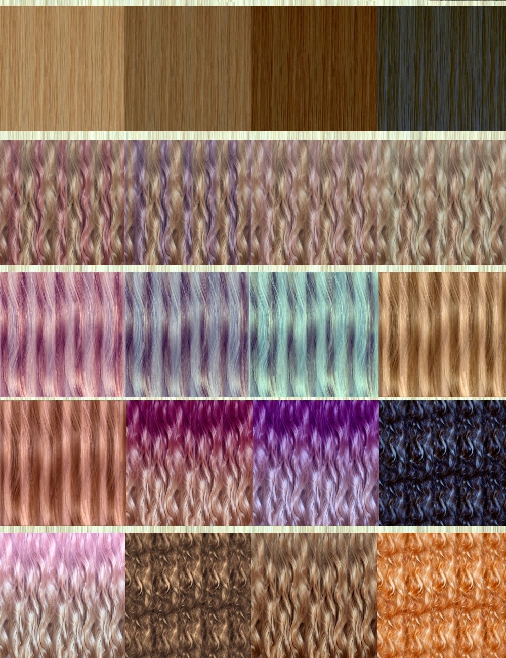 Colorbomb - Waterfall Hair Textures | Daz 3D