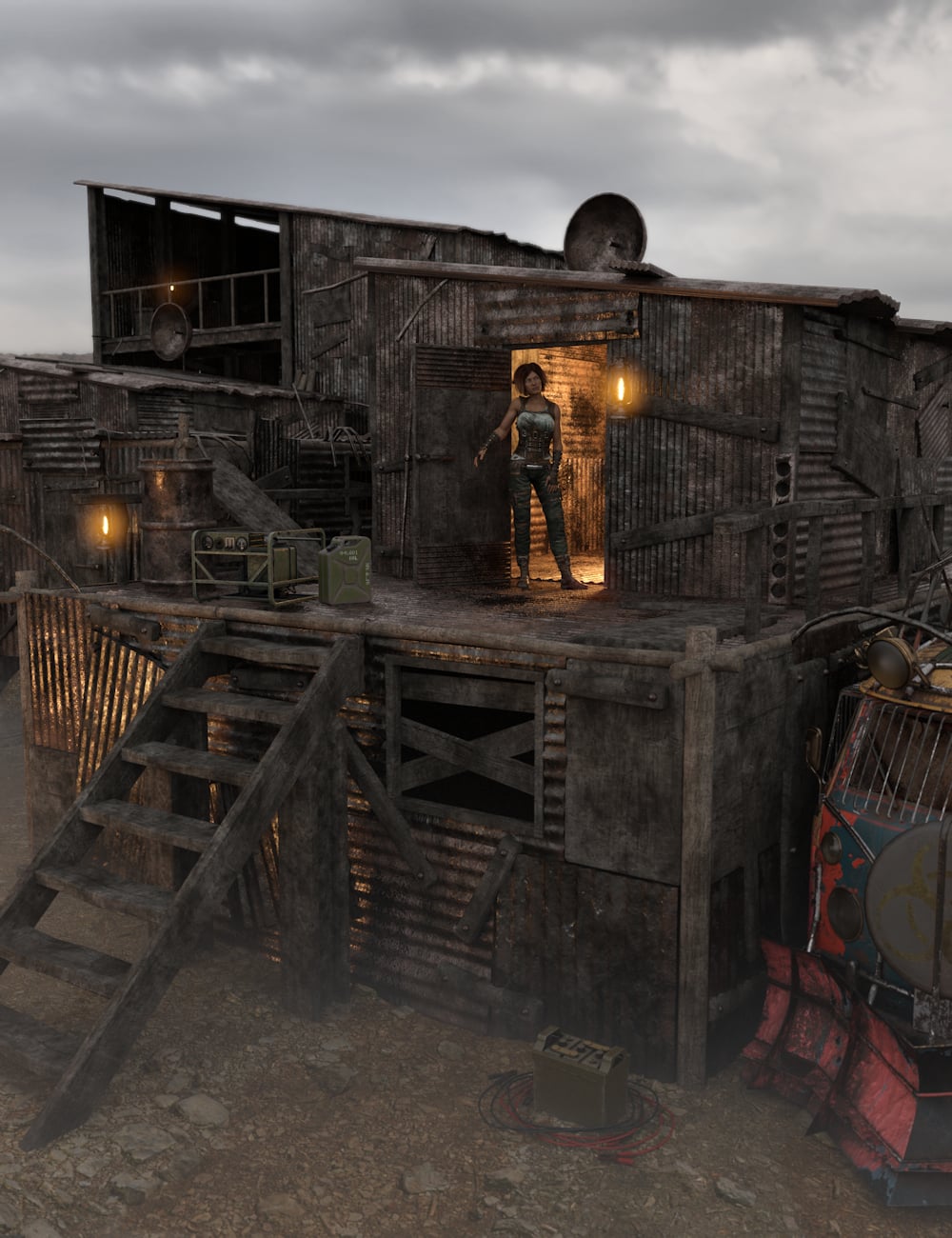 Post Apocalyptic Huts 1 | Daz 3D
