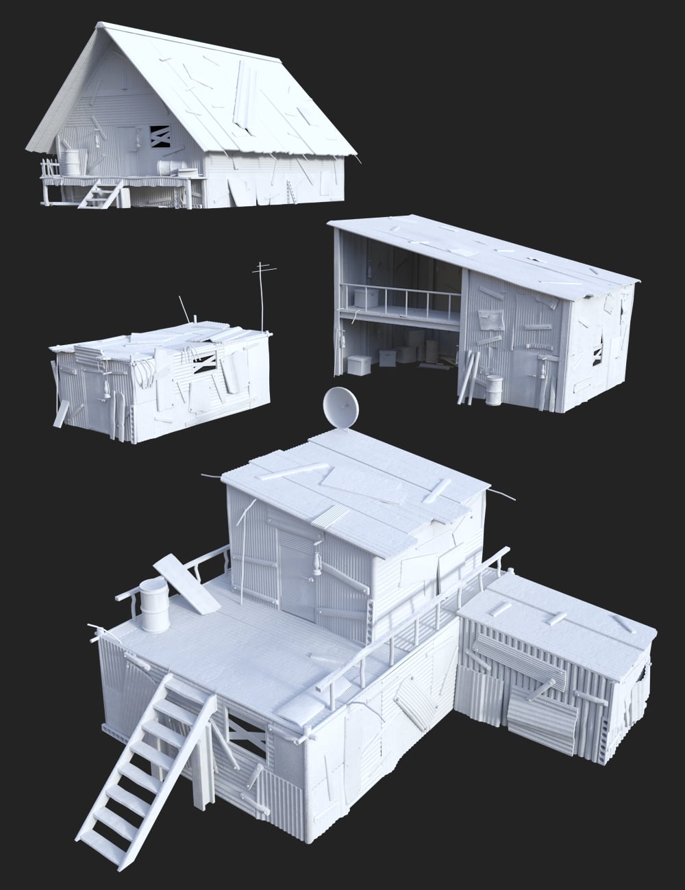 Post Apocalyptic Huts 1 | Daz 3D