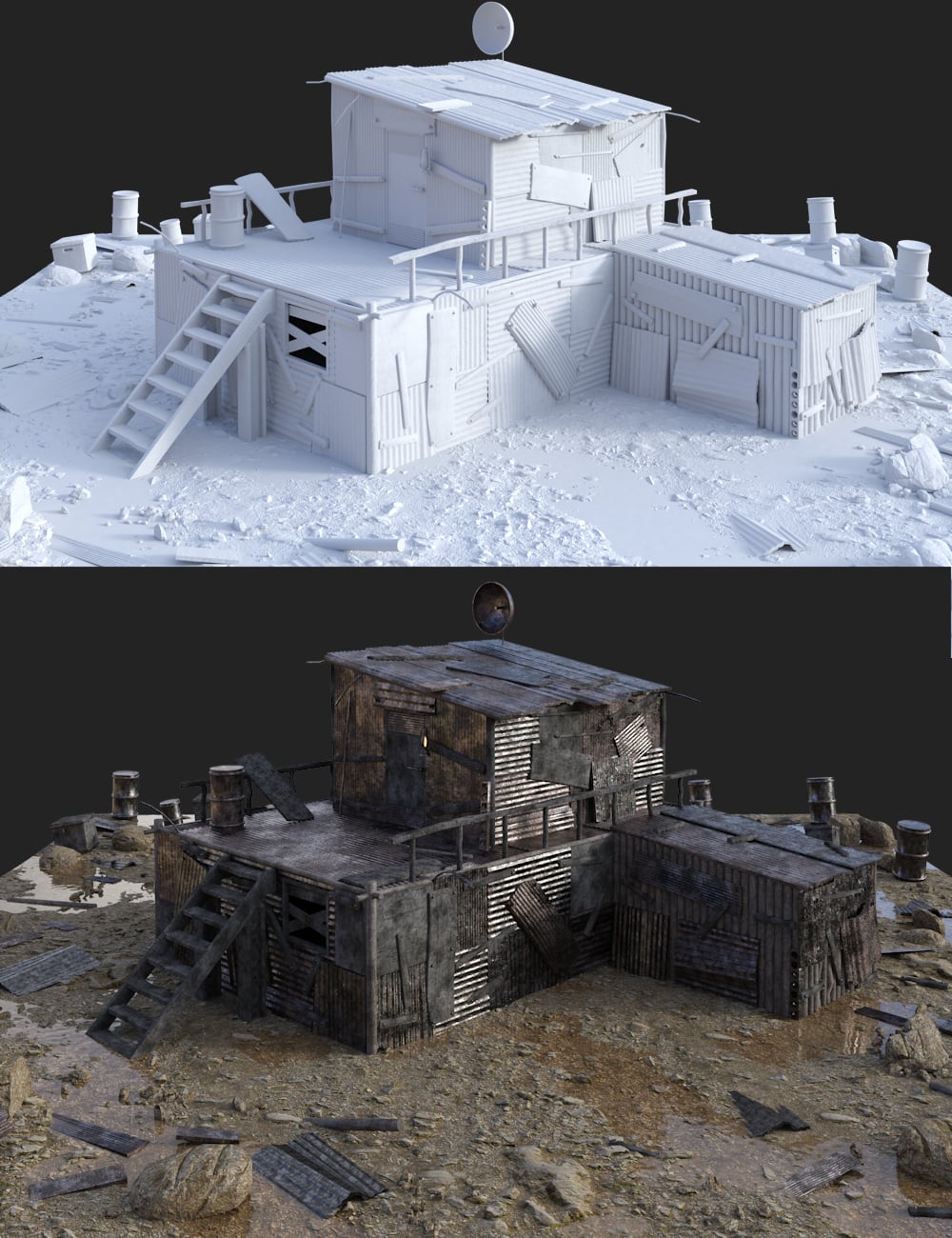 Post Apocalyptic Huts 1 | Daz 3D