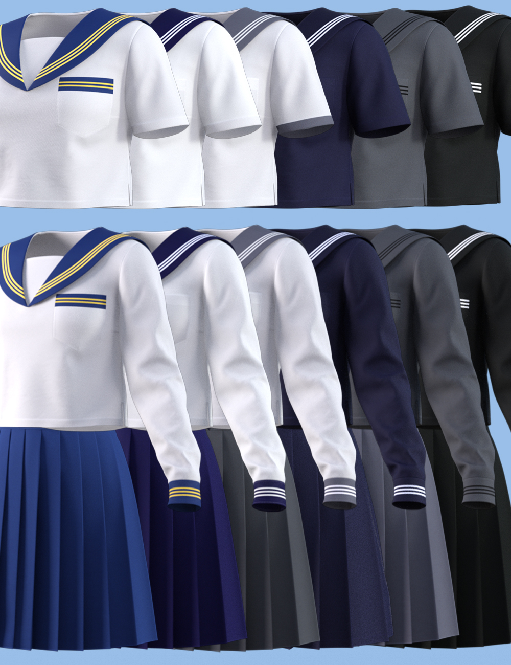 dForce HnC24 JP School Uniform Outfits for Genesis 9 | Daz 3D