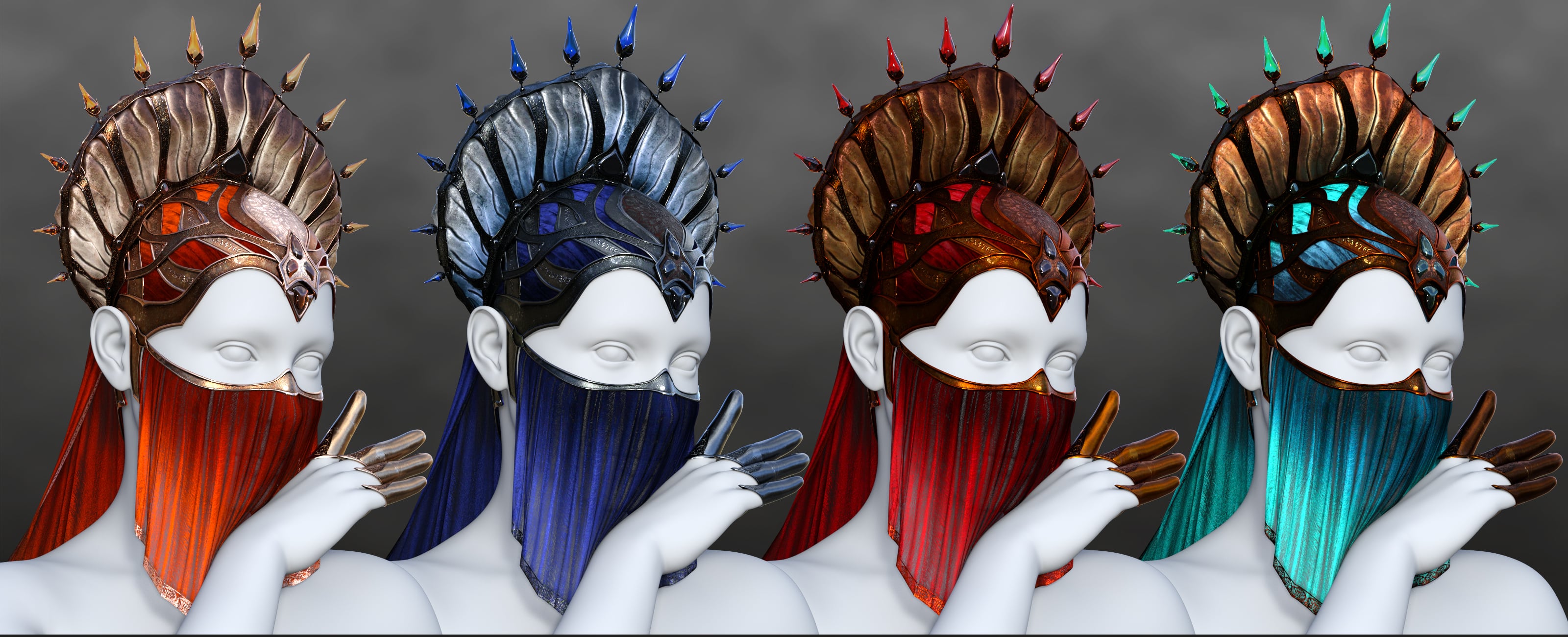 dForce Zathna Headdress and Fingercaps | Daz 3D