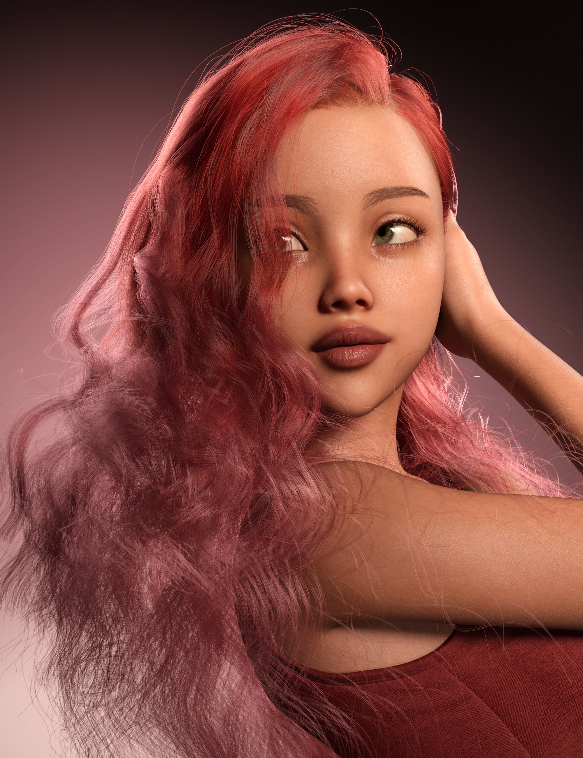 dForce FE Side Part Curly Long Hair for Genesis 9 | Daz 3D