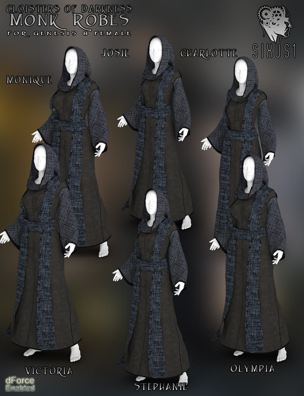 Cloisters of Darkness: Monk Robes for Genesis 8 Female | Daz 3D