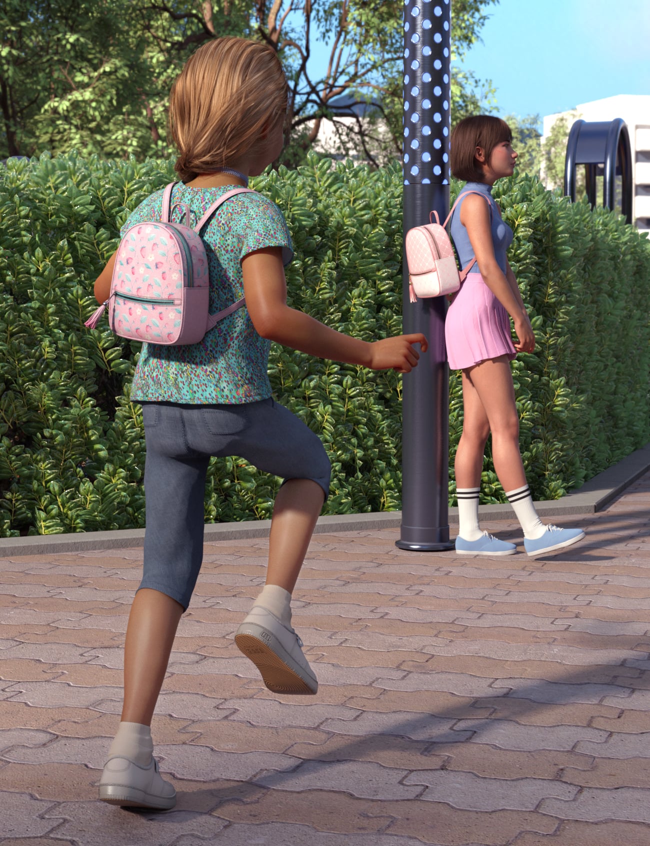 SE Cute Backpack and Pose Set for Genesis 9 and 8 Female | Daz 3D