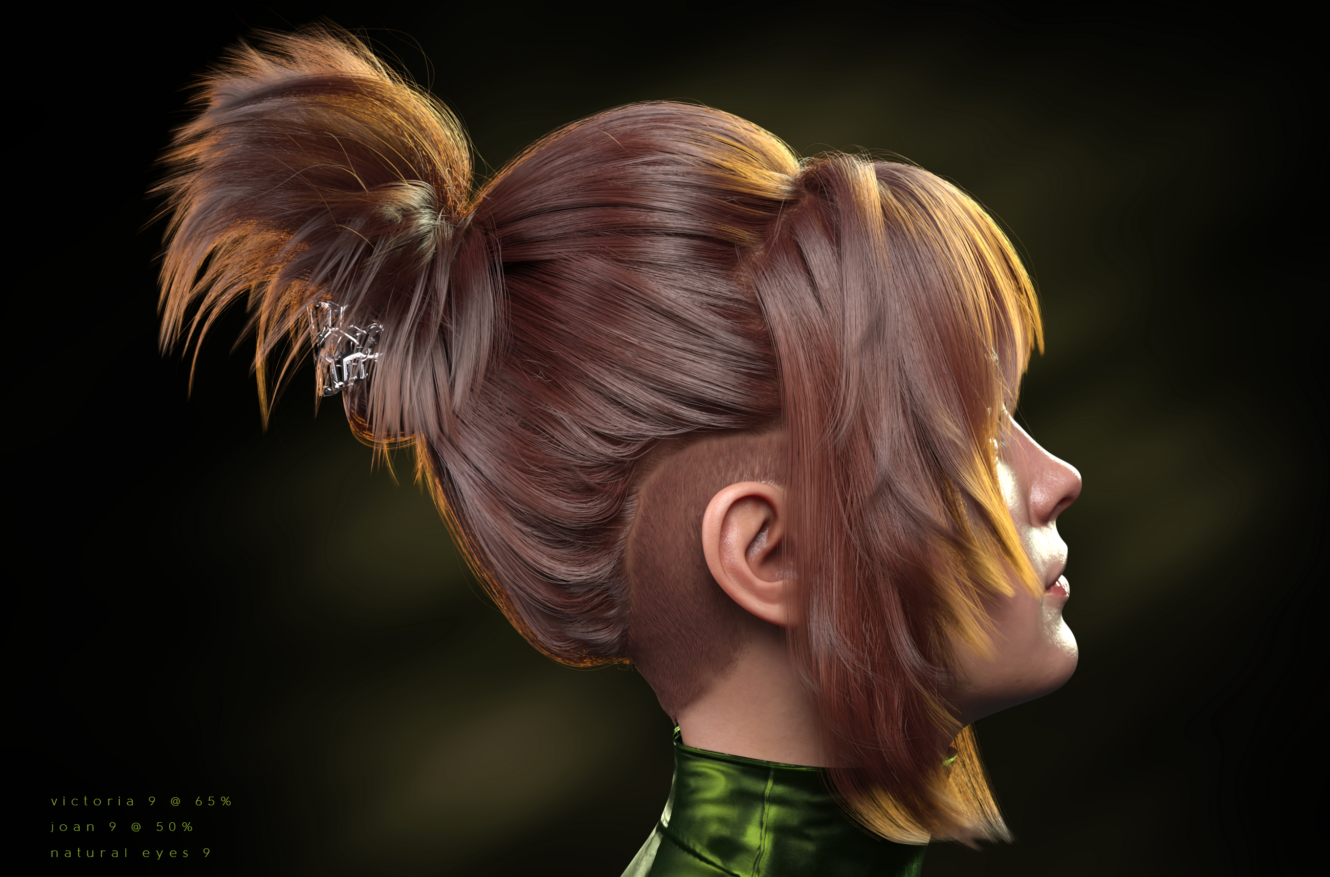 dForce Kunoichi Updo Hair for Genesis 9 | Daz 3D
