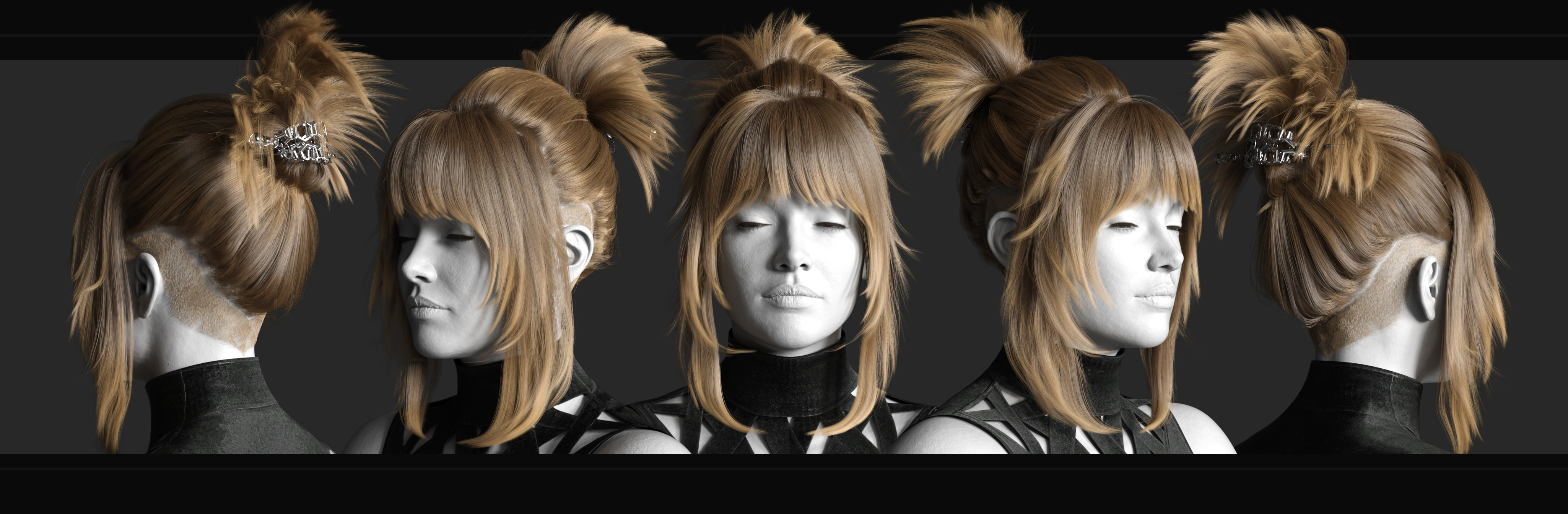dForce Kunoichi Updo Hair for Genesis 9 | Daz 3D