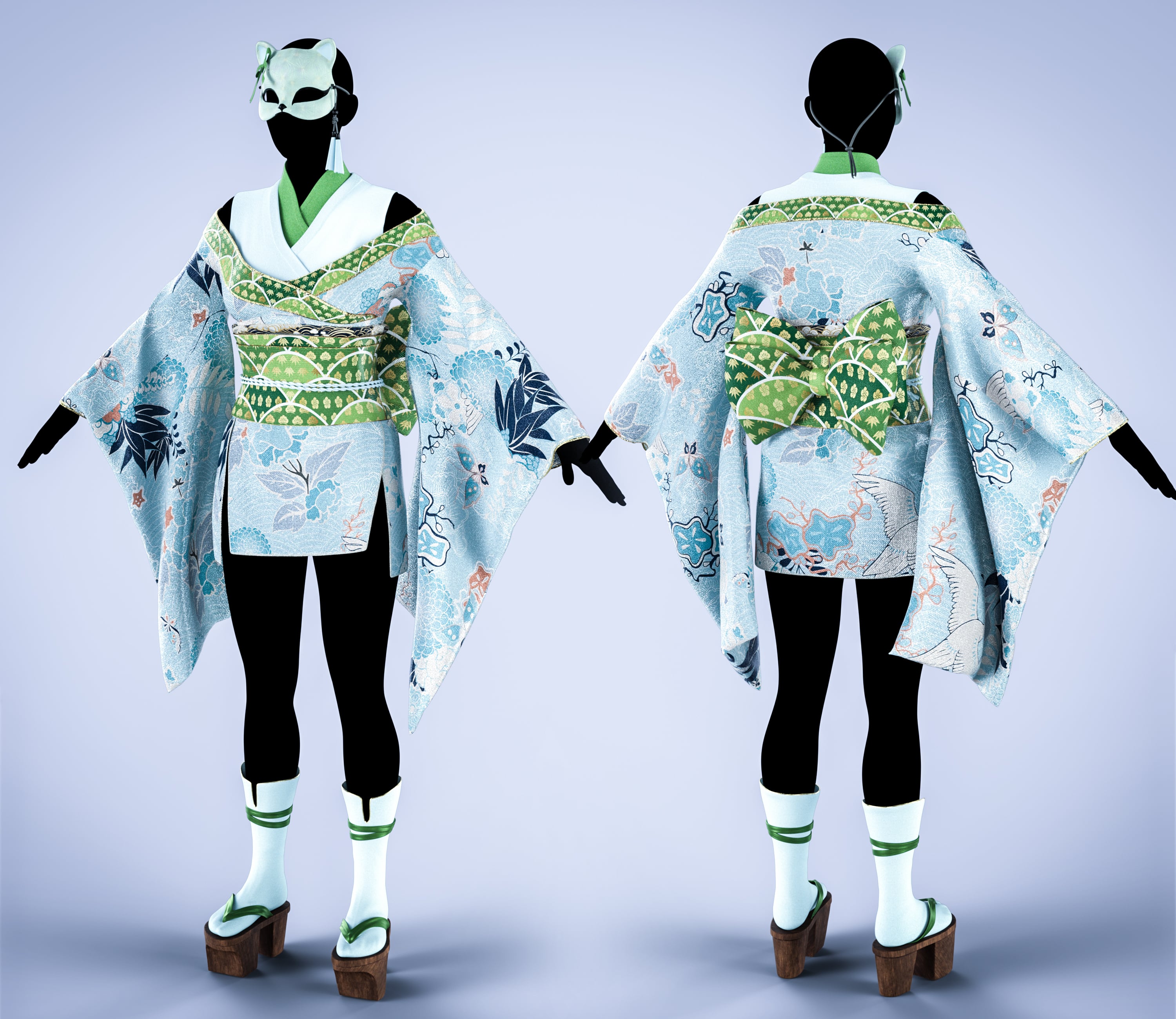 BW dForce Kaede Kimono Outfit Texture Addon | Daz 3D