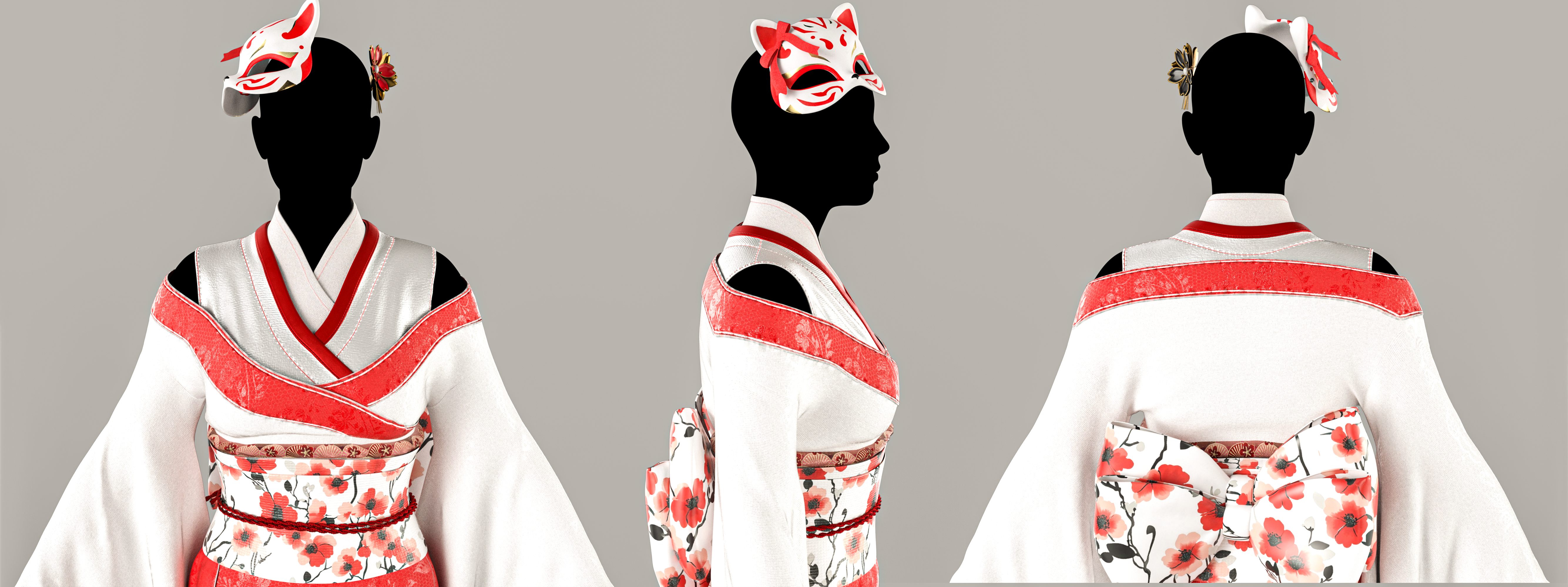 BW dForce Kaede Kimono Outfit Texture Addon | Daz 3D