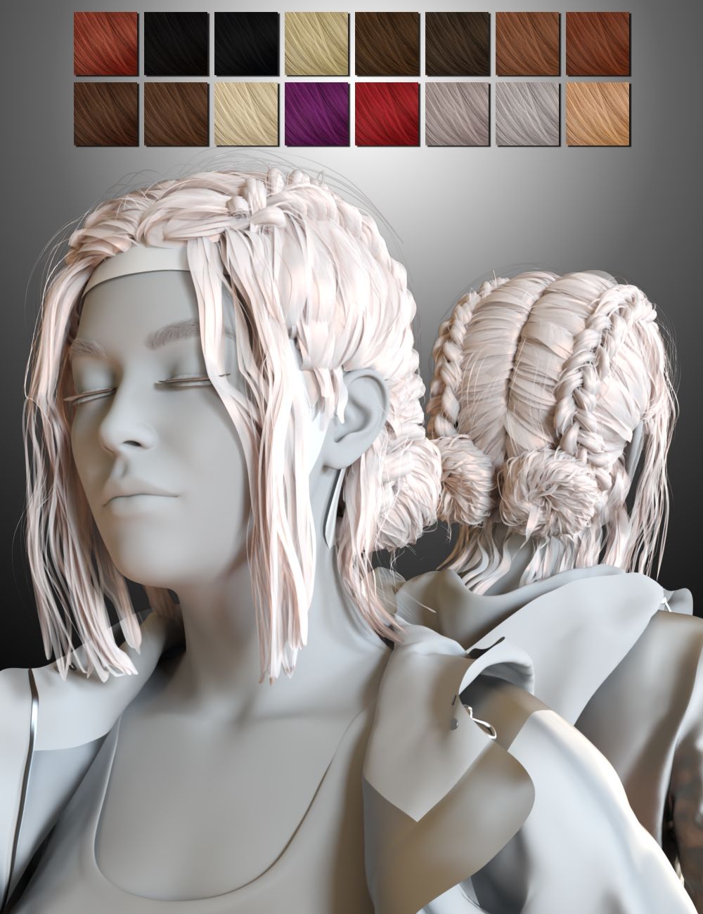 CS Dual Buns Hair for Genesis 9 | Daz 3D
