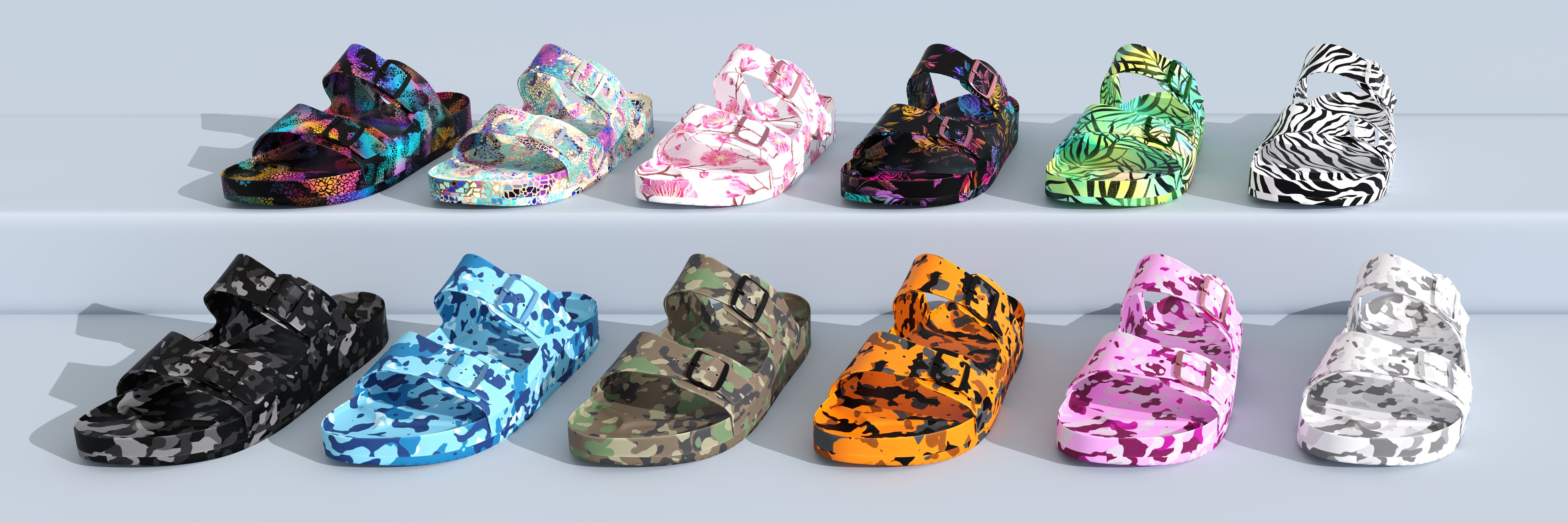 CW Double Strap Cork Slides for Genesis 9 and 8 Female | Daz 3D