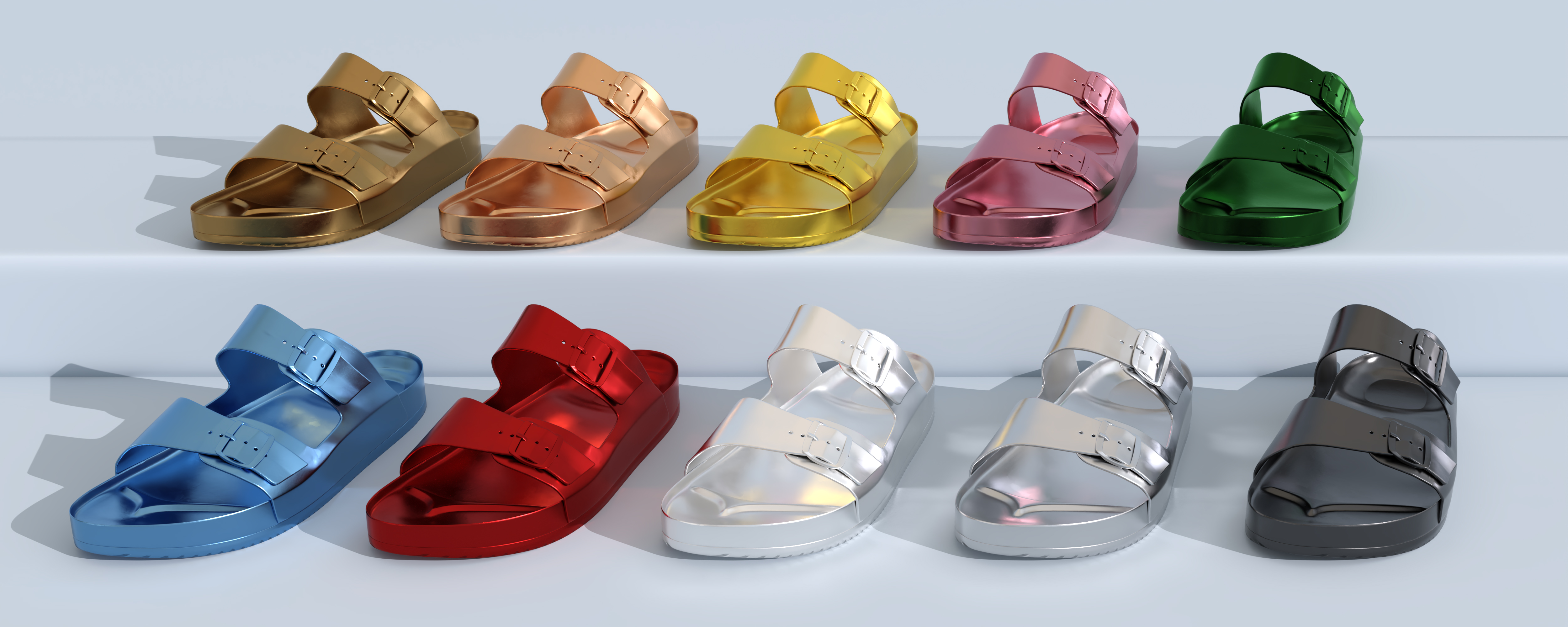 CW Double Strap Cork Slides for Genesis 9 and 8 Female | Daz 3D